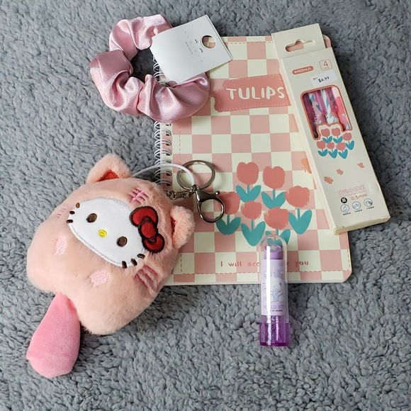 Accessories | Hello Kitty Plush Keychain Eraser And Flower Notebook ...